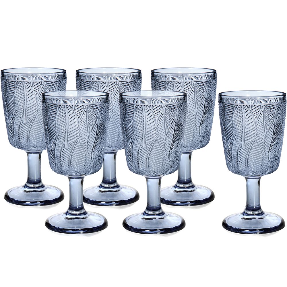 Tacas 06 pecas folha de jaca azul 300ml laville - lavillecasa