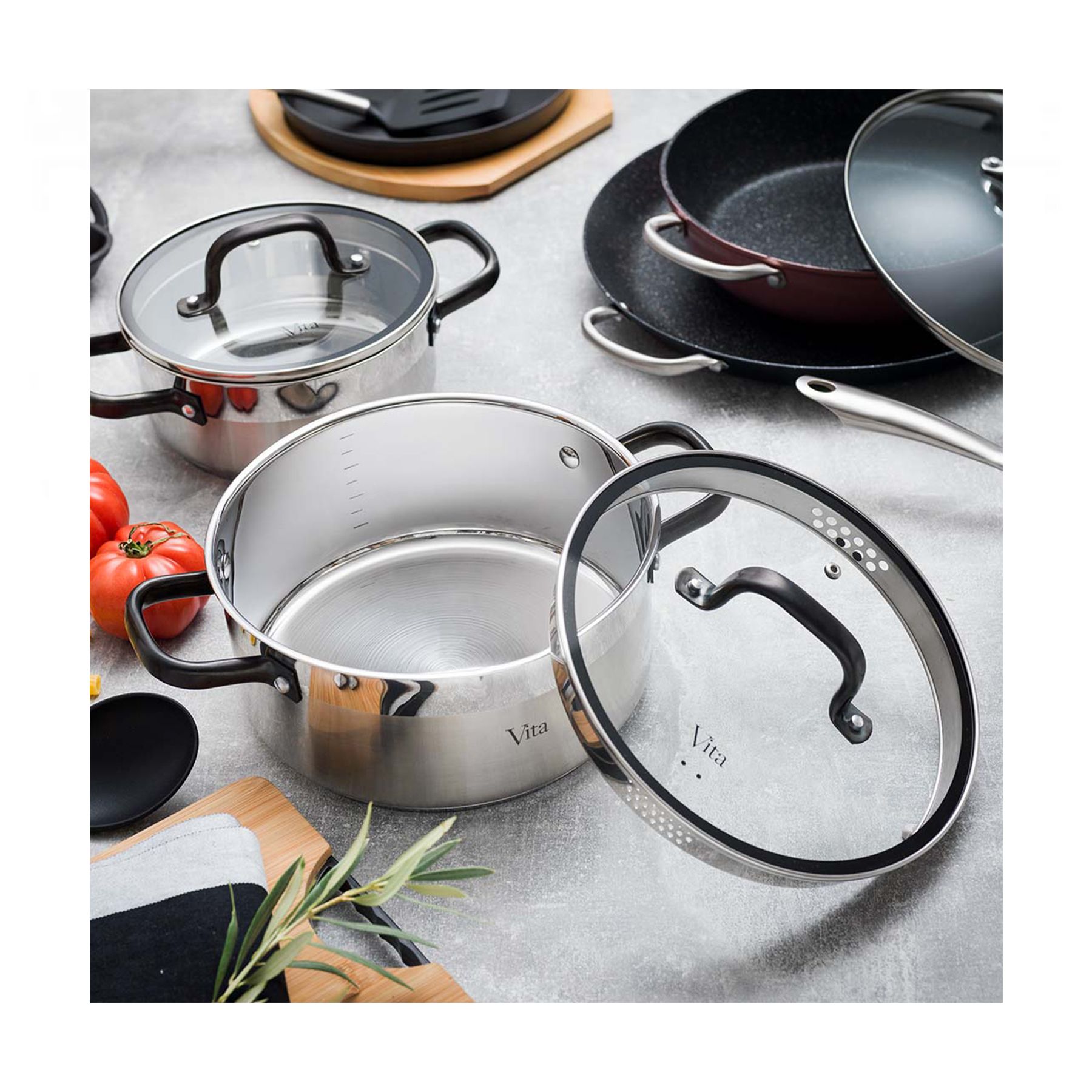 Panelas 07 pecas aluminio forjado vita infinity chefs bergner - lavillecasa