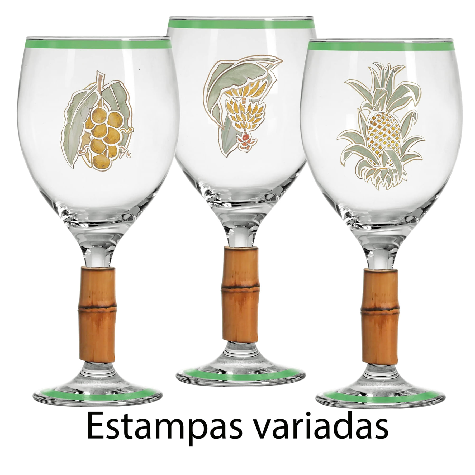 Taca agua com pe bambu coqueiro 590ml - lavillecasa