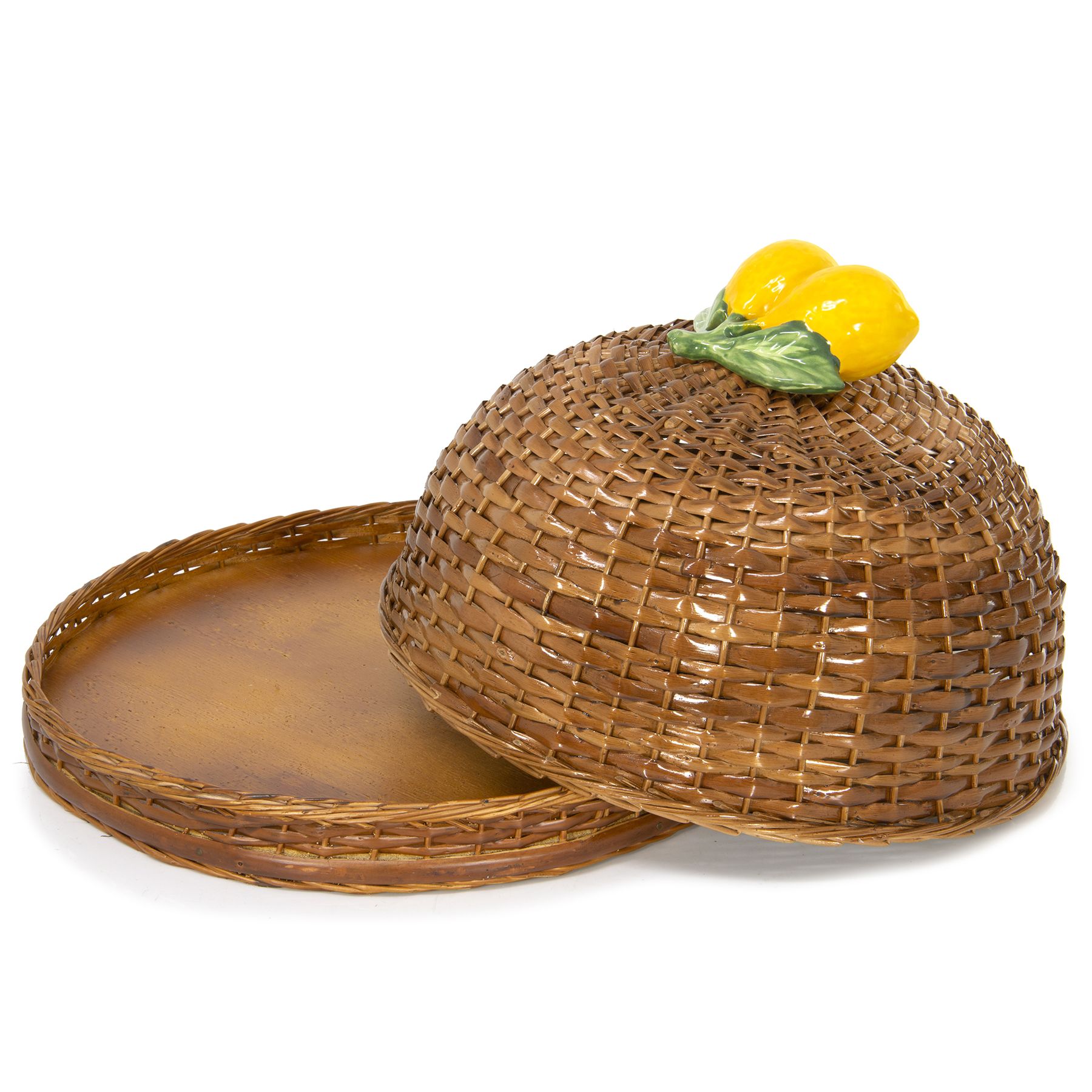 Boleira Cobre Bolo Com Aplique Limao Siciliano Em Vime Natural 34x20cm ...